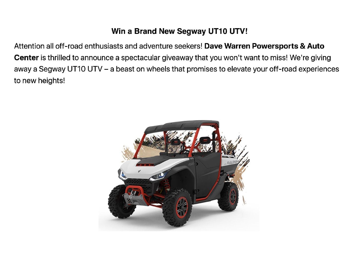 Segway Giving Away UT10 at Dirt Track World Championship | UTV Driver