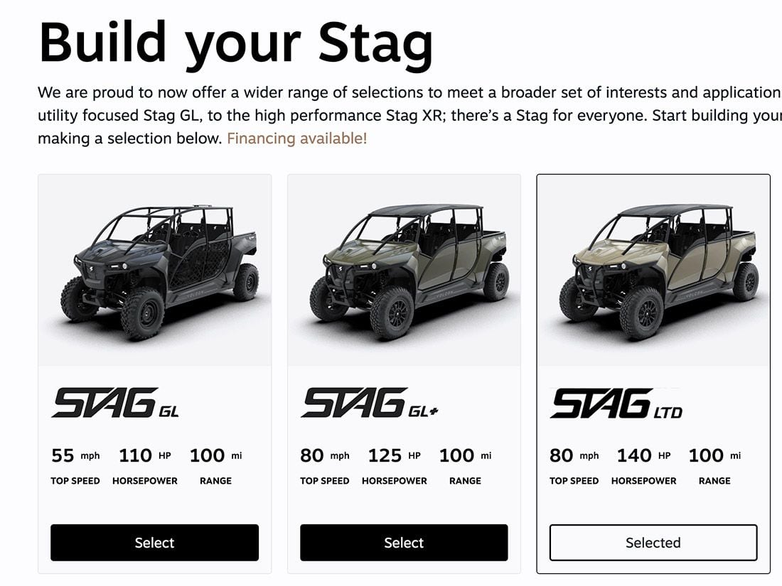 Volcon Announces Trim Levels for the Stag | UTV Driver